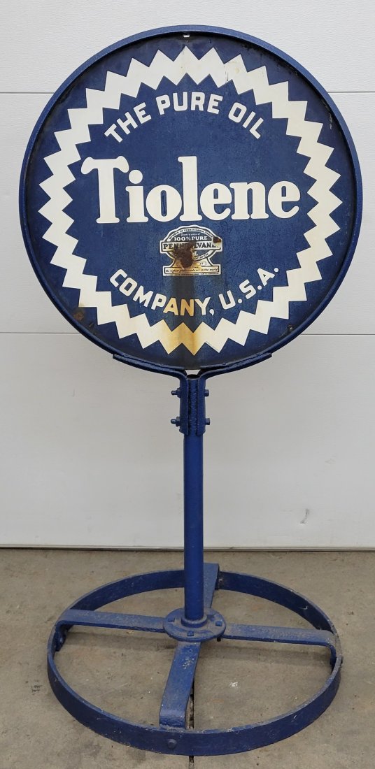 Tiolene The Pure Oil Company Double Sided Lollipop Sign