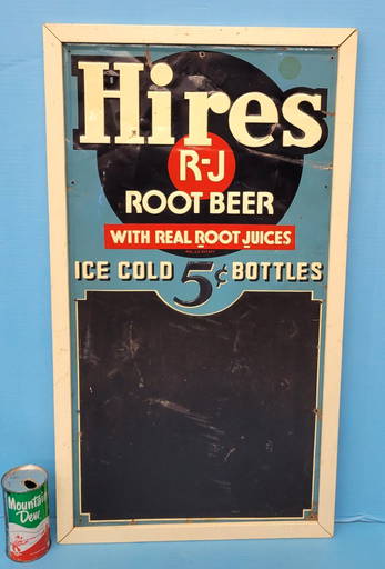Hires Root Beer Framed Embossed Menu Board Sign