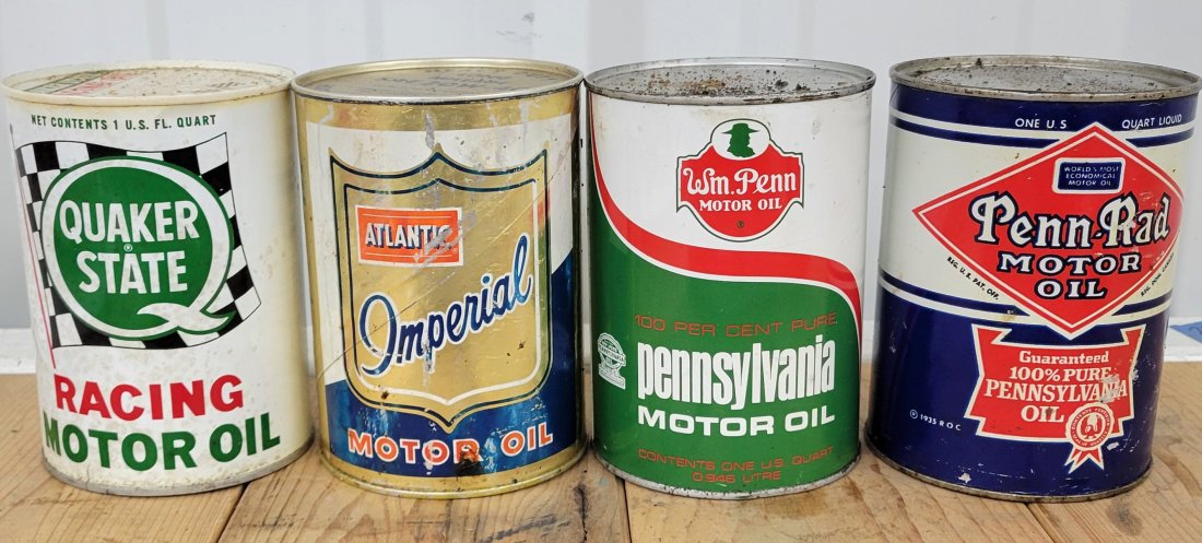 Lot Of 4 Full Motor Oil Cans