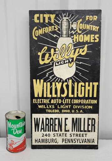 Willys Light sign (#0593) on Sep 17, 2022 | Rockabilly Auction Company ...