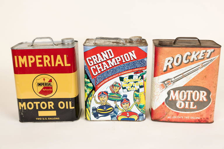 Lot Of 3 Two Gallon Oil Cans Rocket Imperial Grand Etc