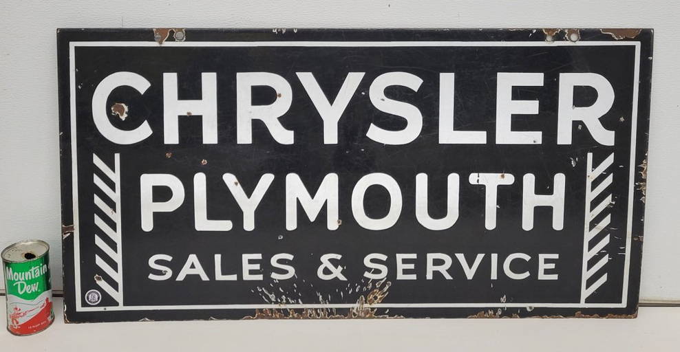Chrysler Plymouth Sales & Service Porcelain Sign