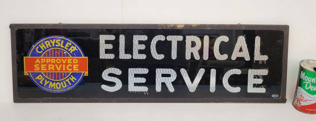 Chrysler Plymouth Electric Service Reverse Painted Sign