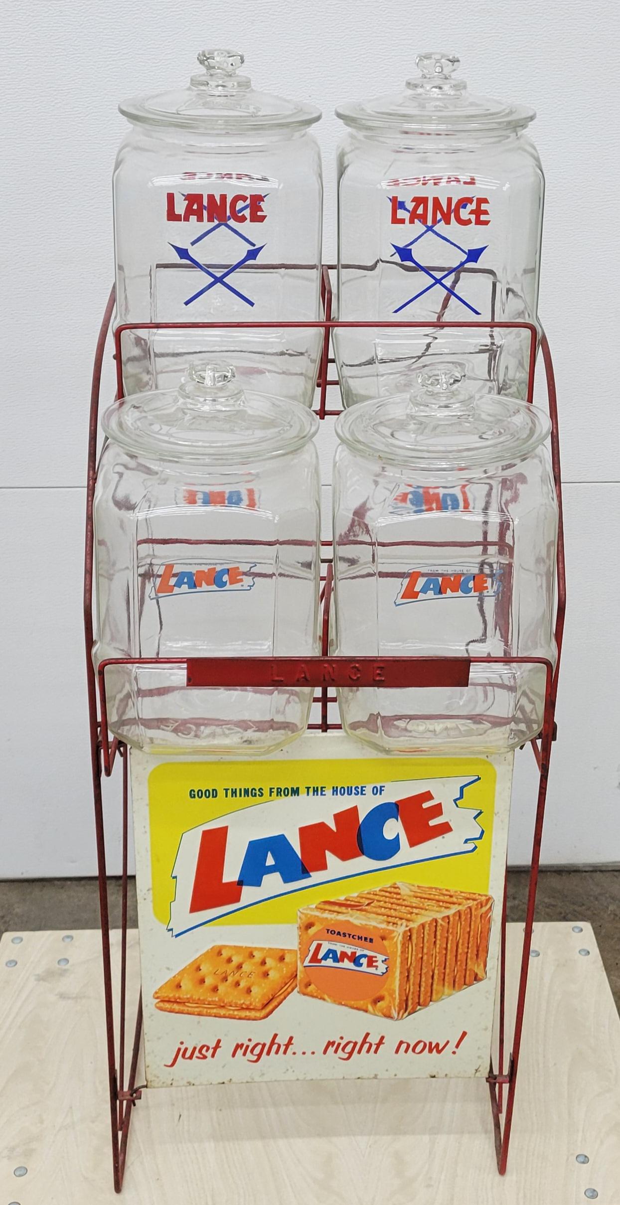 Lance Jars Rack With Metal Lance Sign