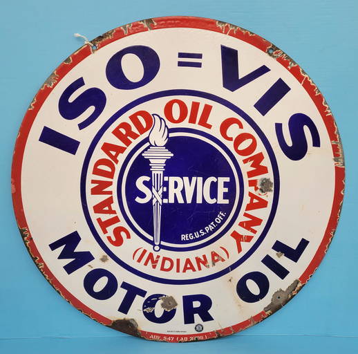 Standard Oil Co. Iso Vis Motor Oil Porcelain Sign Tac