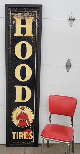 Hood Tires Vertical Metal Sign In Frame