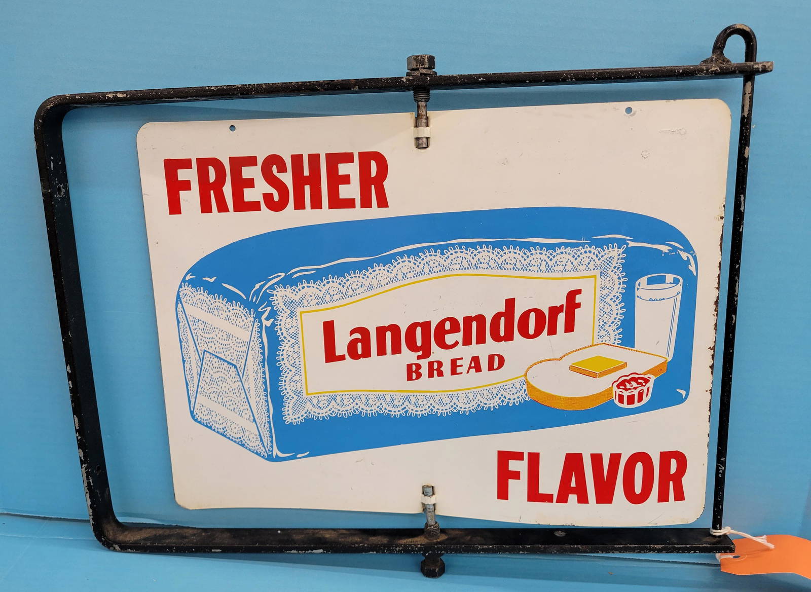 Langendorf Bread Double Sided Metal Spinner Sign Auction