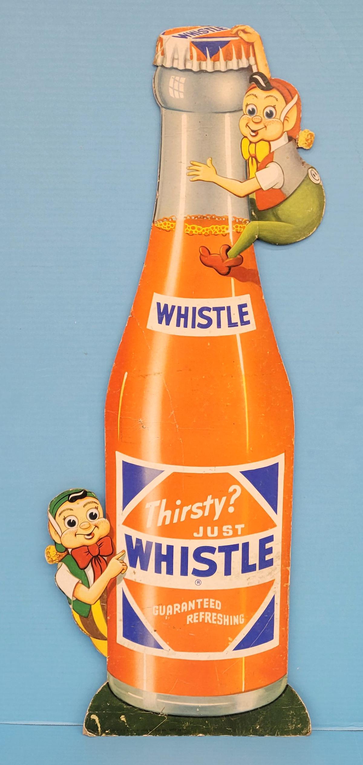 Thirsty? Just Whistle Cardboard Bottle Sign Auction