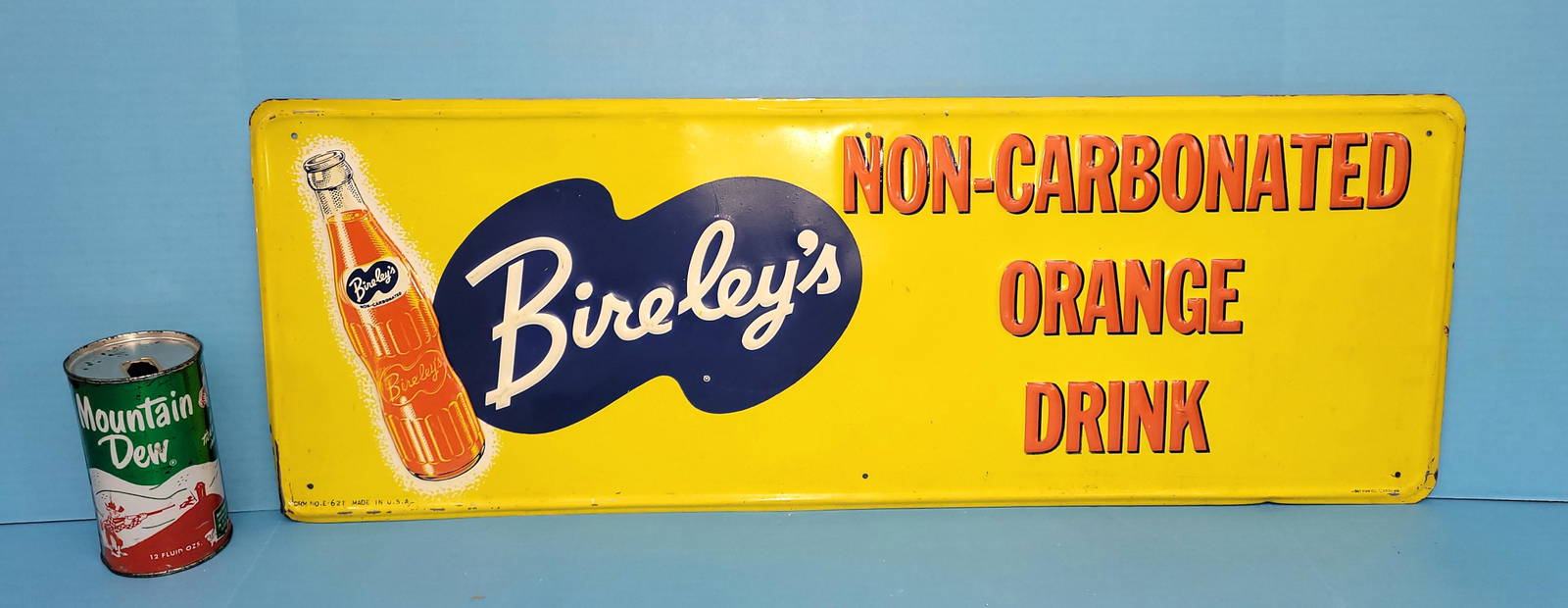 Bireley's Non Carbonated Orange Drink With Bottle Embossed Tin Sign Auction