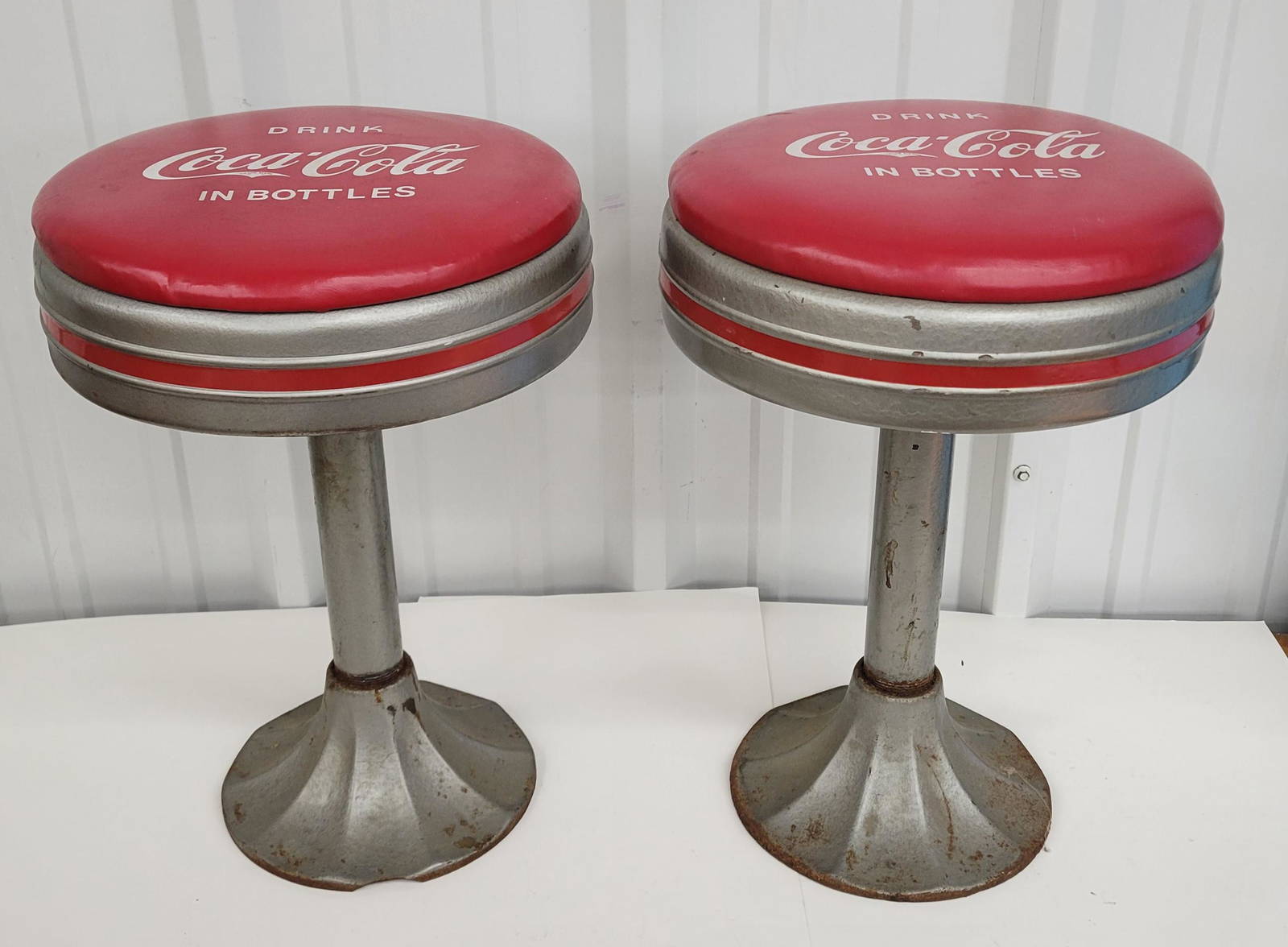 2 Coca Cola Soda Fountain / Ice Cream Store Stools Auction