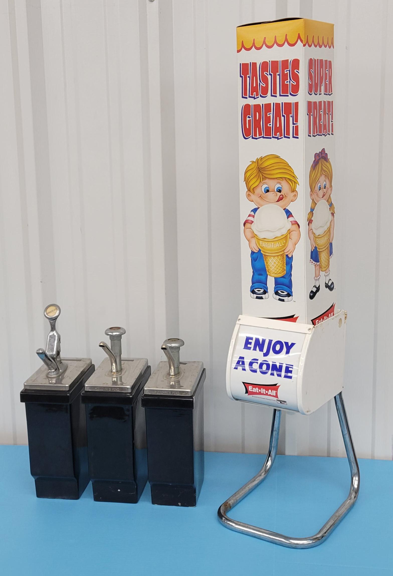 Keebler Ice Cream Cone Dispenser W/ 3 Ceramic Soda Fountain Pumps