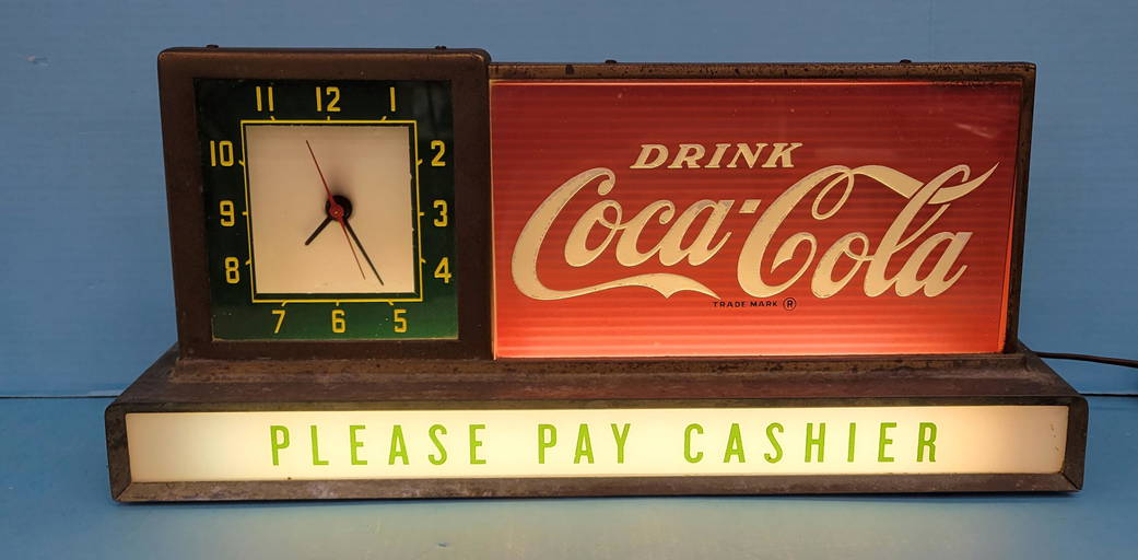 Drink Coca Cola Please Pay Cashier Light Up Counter Clock