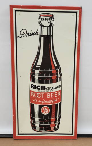 Drink Richardson Root Beer Sst Sign W/ Bottle