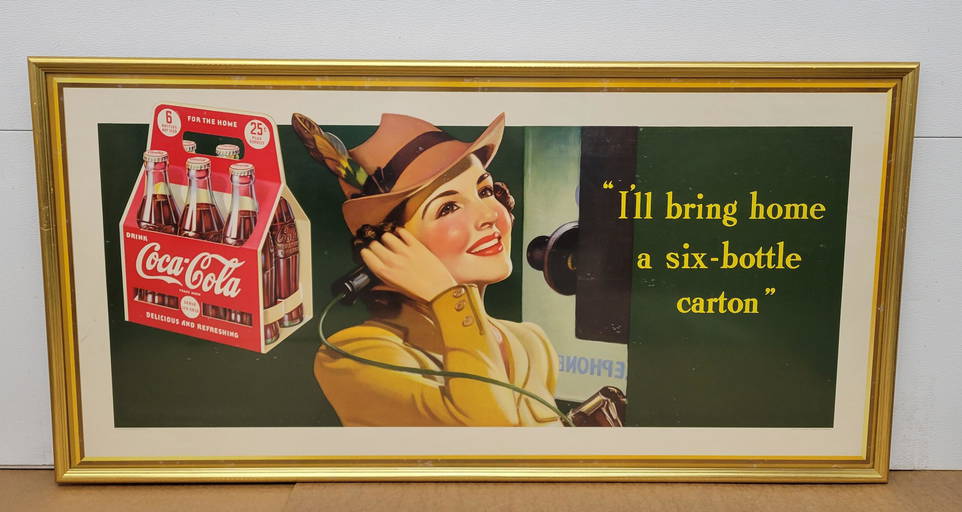 1940 Coca Cola Framed Cardboard