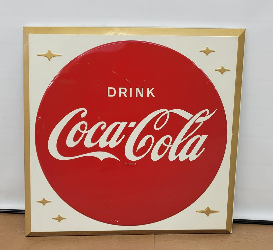 45" Drink Coca Cola Embossed Single Sided Metal Sign Auction