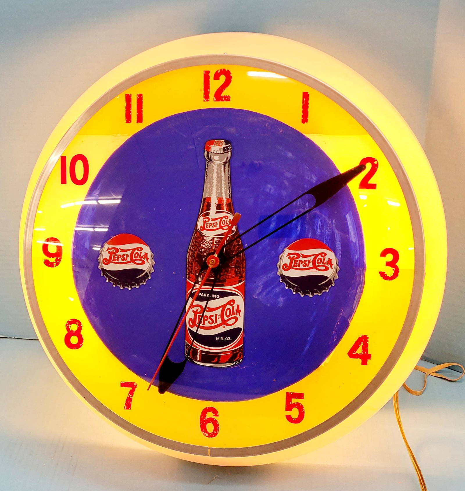 Pepsi Cola Dualite Electric Light Up Clock With Repainted Clock Face ...