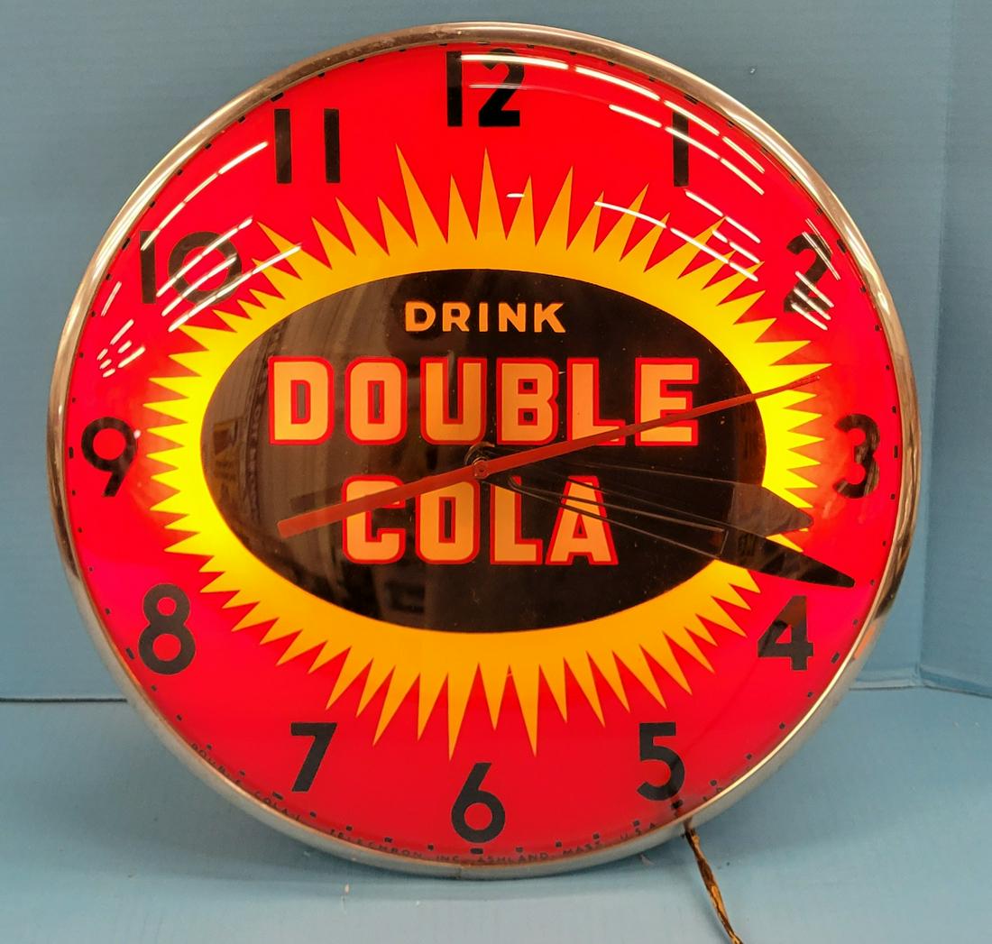 Drink Double Cola Electric Light Up Telechron Clock Auction
