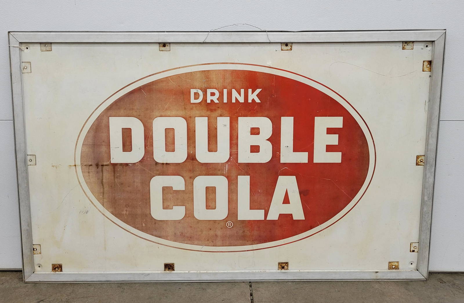 Drink Double Cola Single Sided Metal Sign In Aluminum Frame Auction