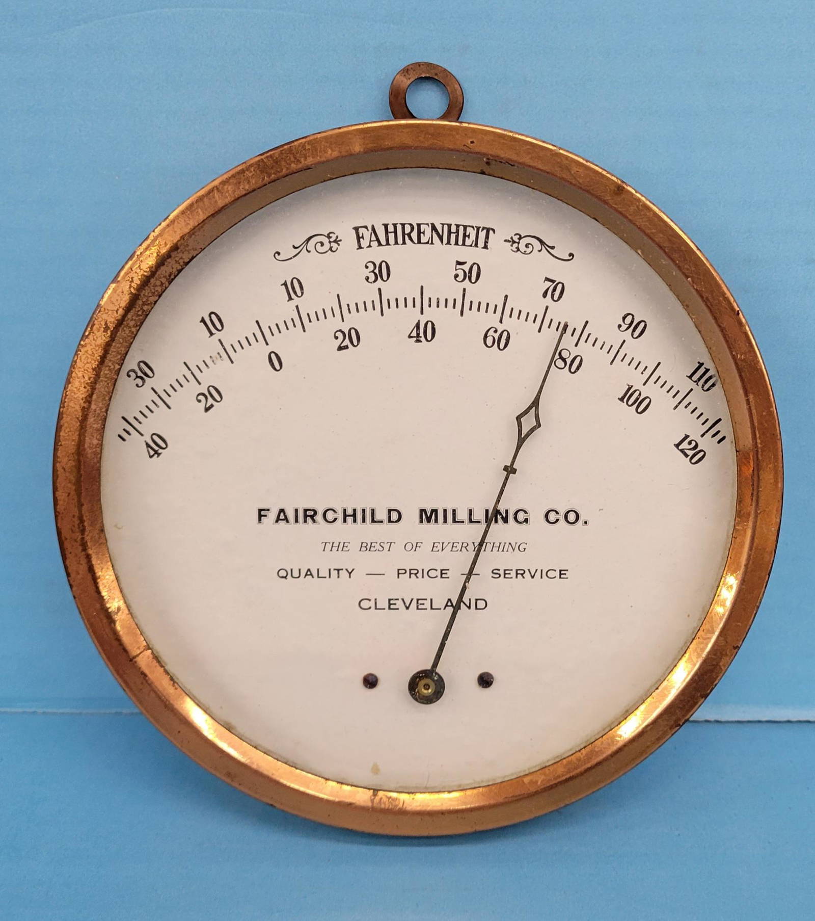 Fairchild Milling Co. Early Round Thermometer Auction
