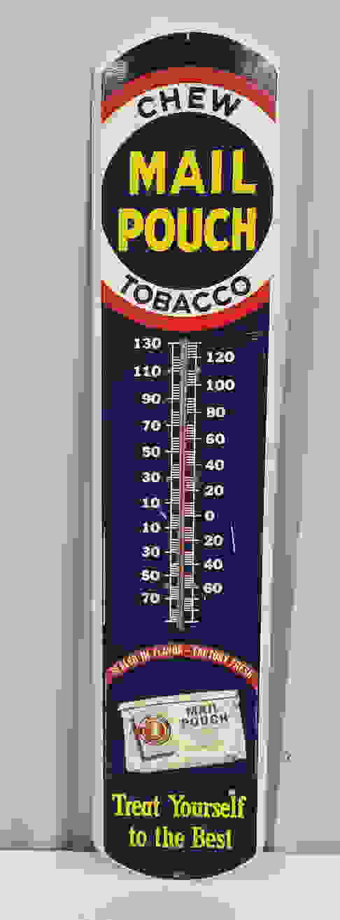 Chew Mail Pouch Tobacco Metal Thermometer Auction