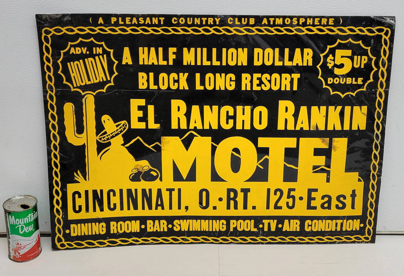 El Rancho Rankin Motel Cincinnati, Ohio Single Sided Tin Sign Auction