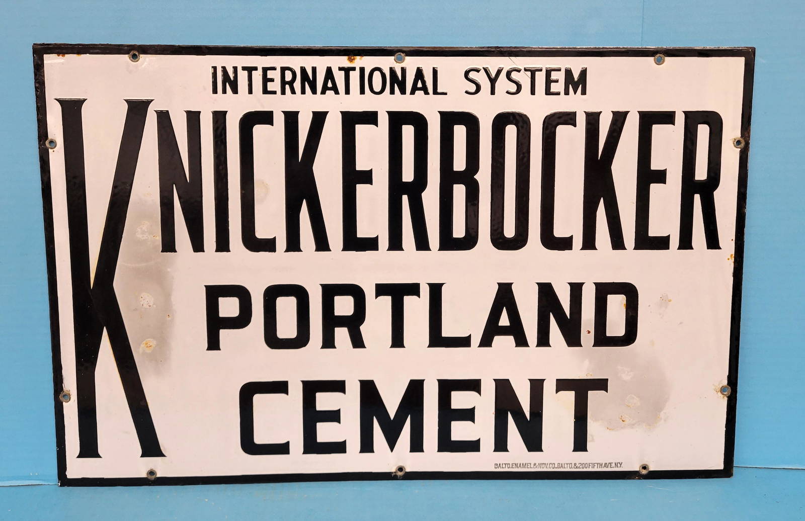 Knickerbocker Portland Cement Single Sided Porcelain Sign Auction