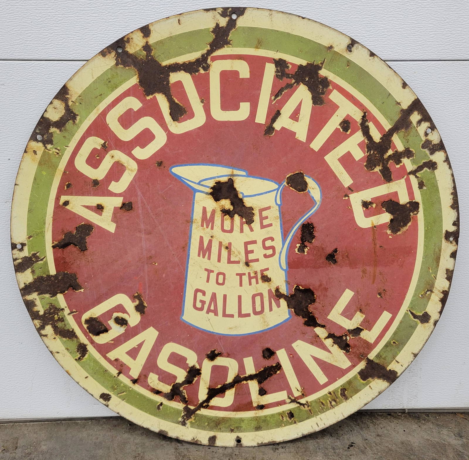 Associated Gasoline "more Miles To The Gallon" Dsp Sign Auction