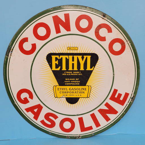 Conoco Ethyl Gasoline 30" Porcelain Sign