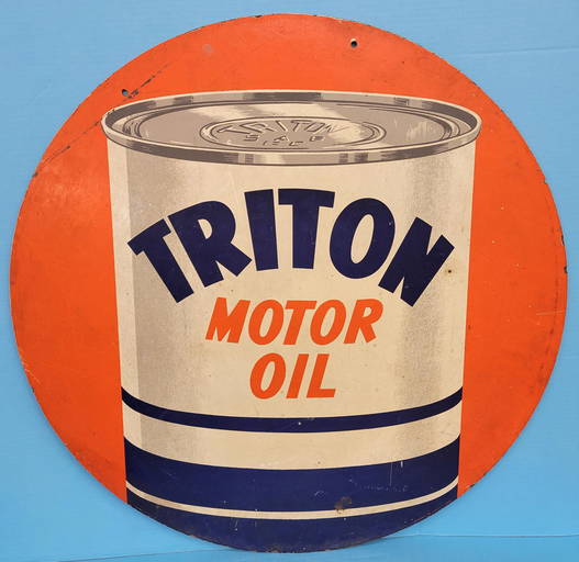 Triton Motor Oil With Can Double Sided Masonite Sign
