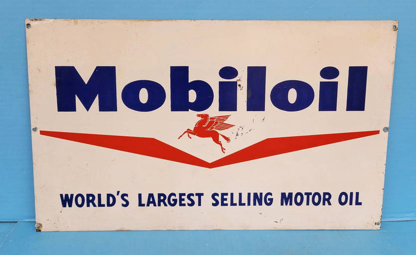 Mobiloil World's Largest Selling Motor Oil Single Sided Sign