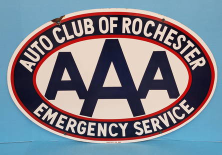 Aaa Auto Club Of Rochester Emergency Service Double Sided Porcelain ...