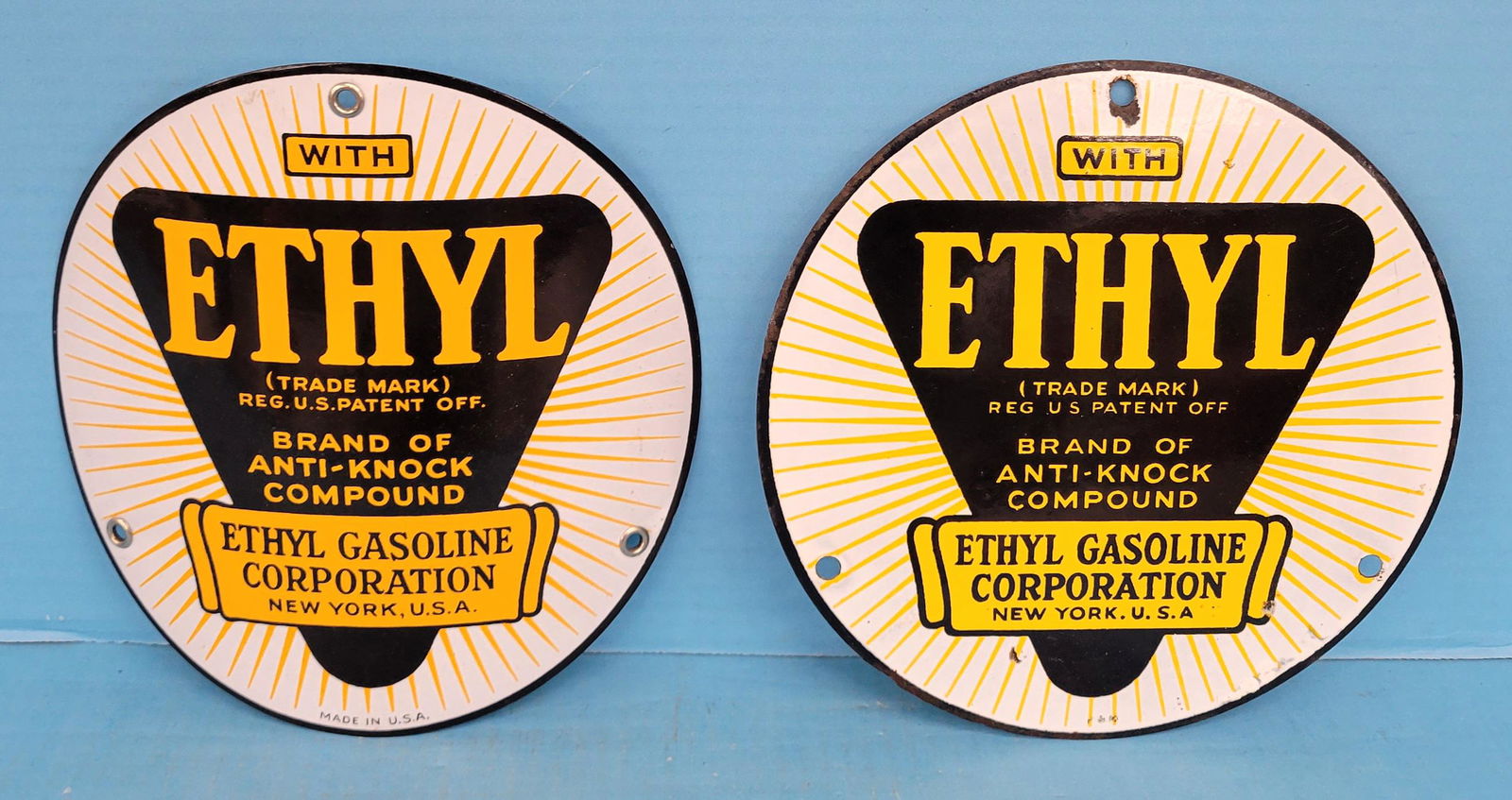 Ethyl Gasoline Porcelain Pump Plates