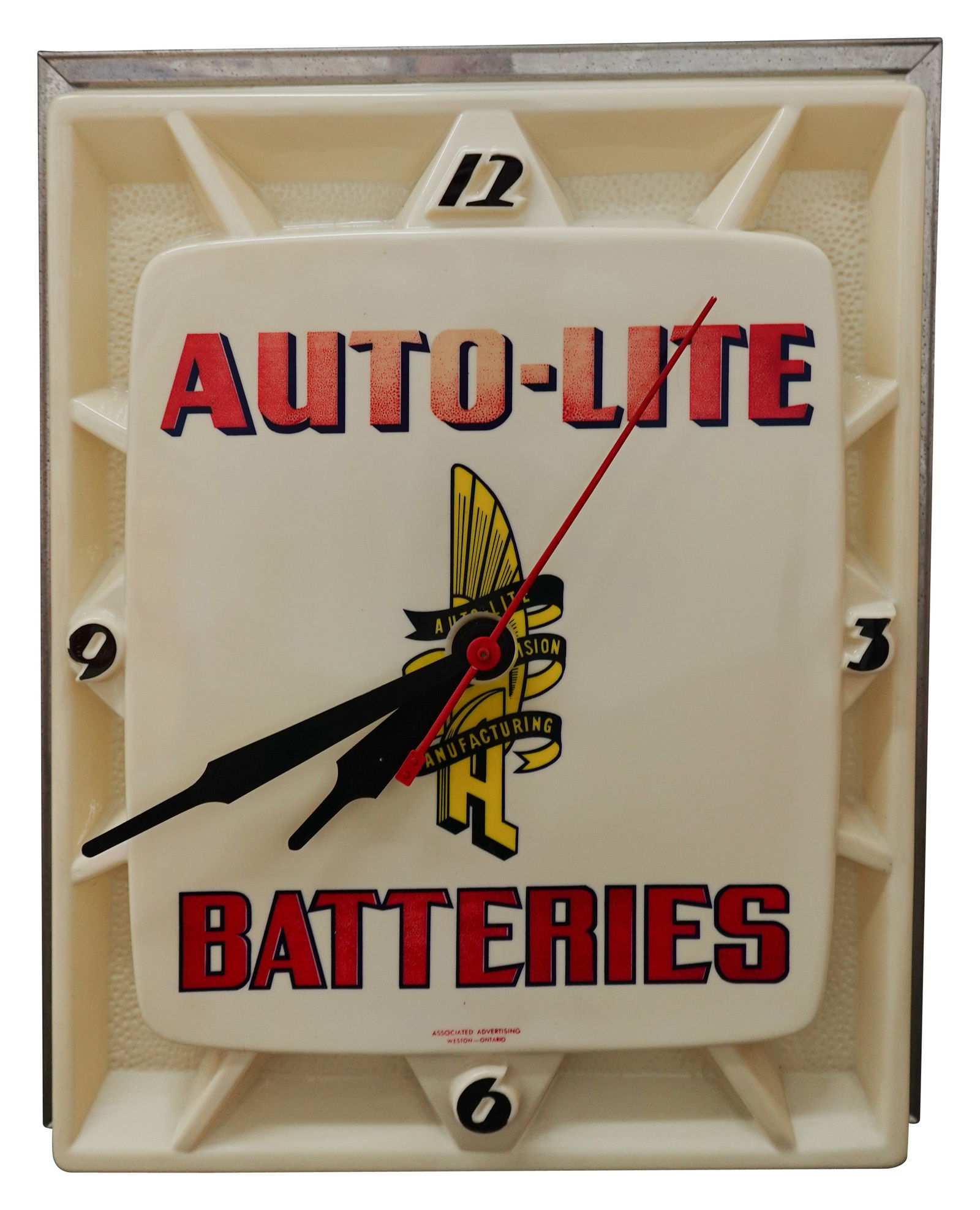 Autolite Batteries Lighted Advertising Clock W/ Logo Auction