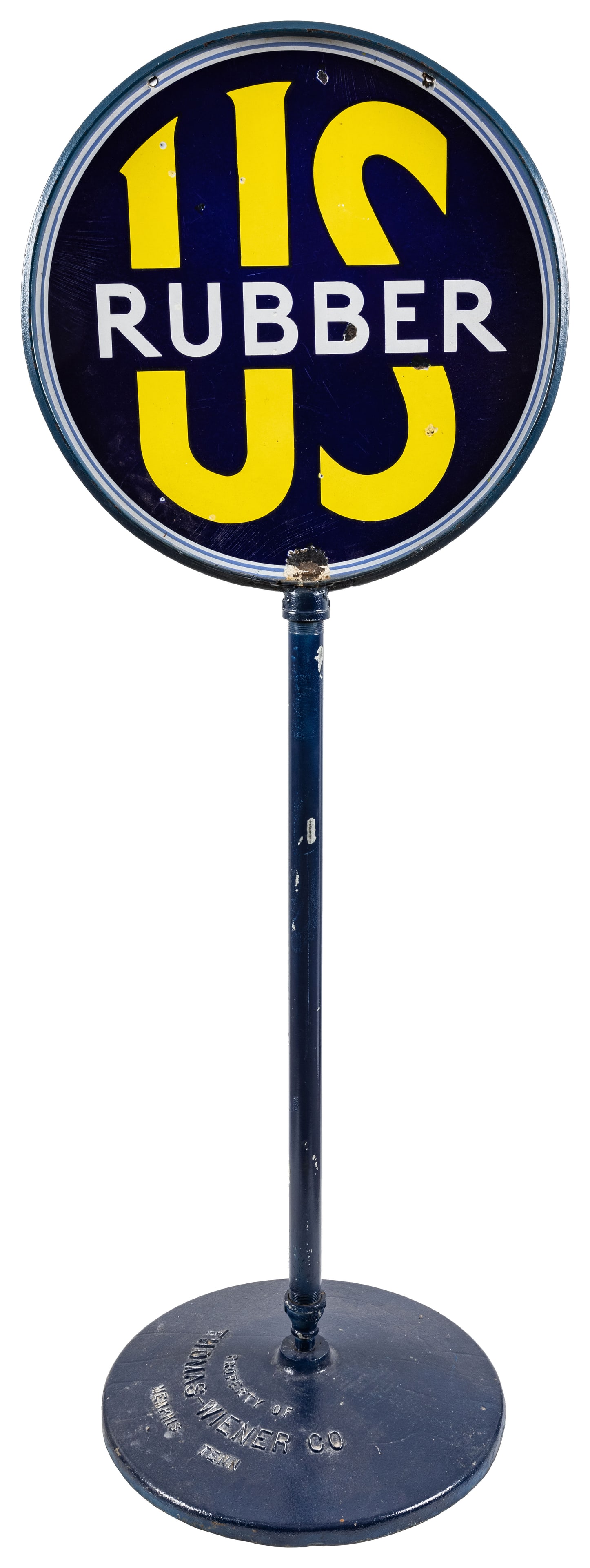 Us Tires Rubber Double Sided Porcelain Lollipop Curb Sign Auction