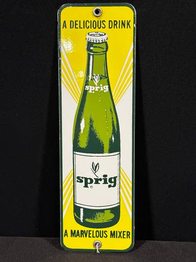 Sprig Delicious Drink Soda Porcelain Door Push Sign