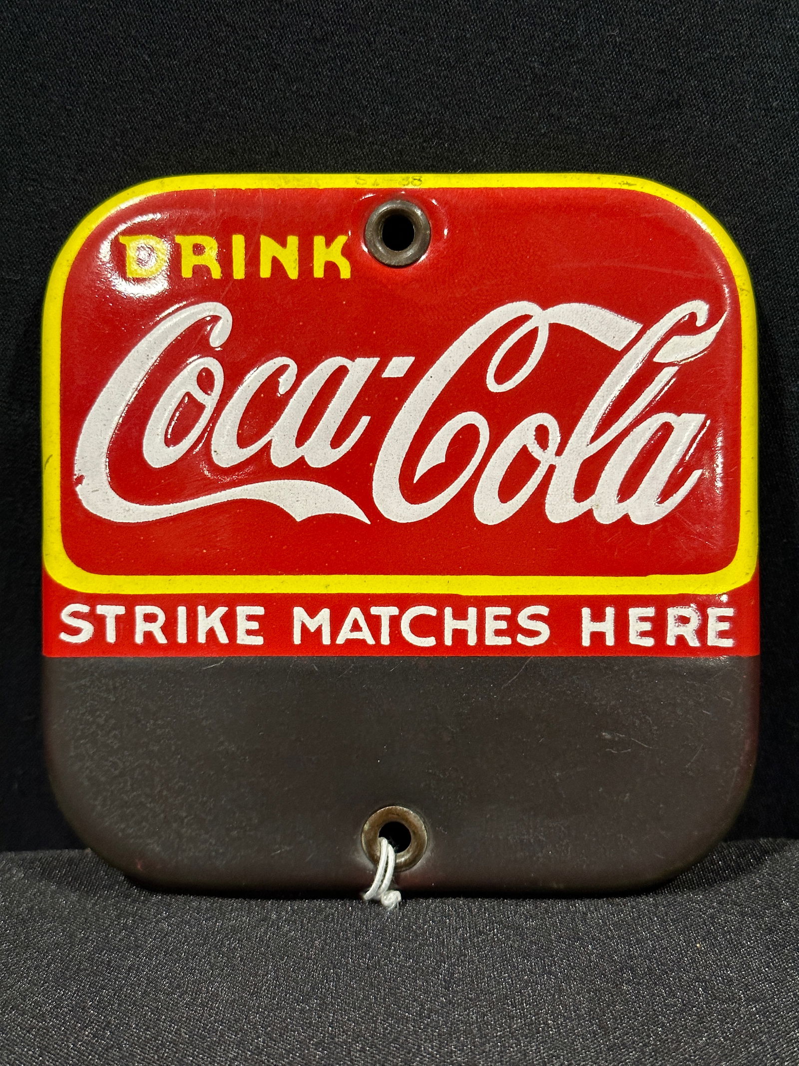 Drink Coca Cola Coke Soda Match Striker Porcelain Sign Auction