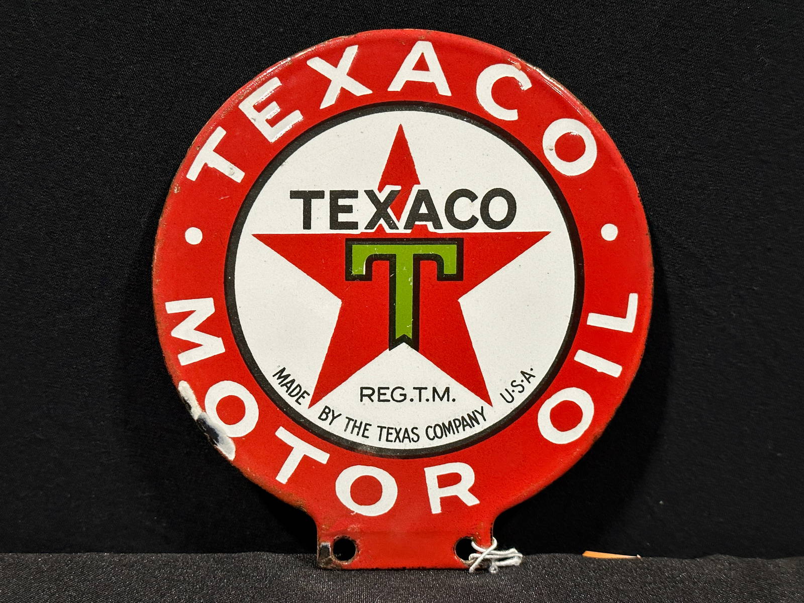 Texaco Lubester Porcelain License Plate Topper Sign Auction