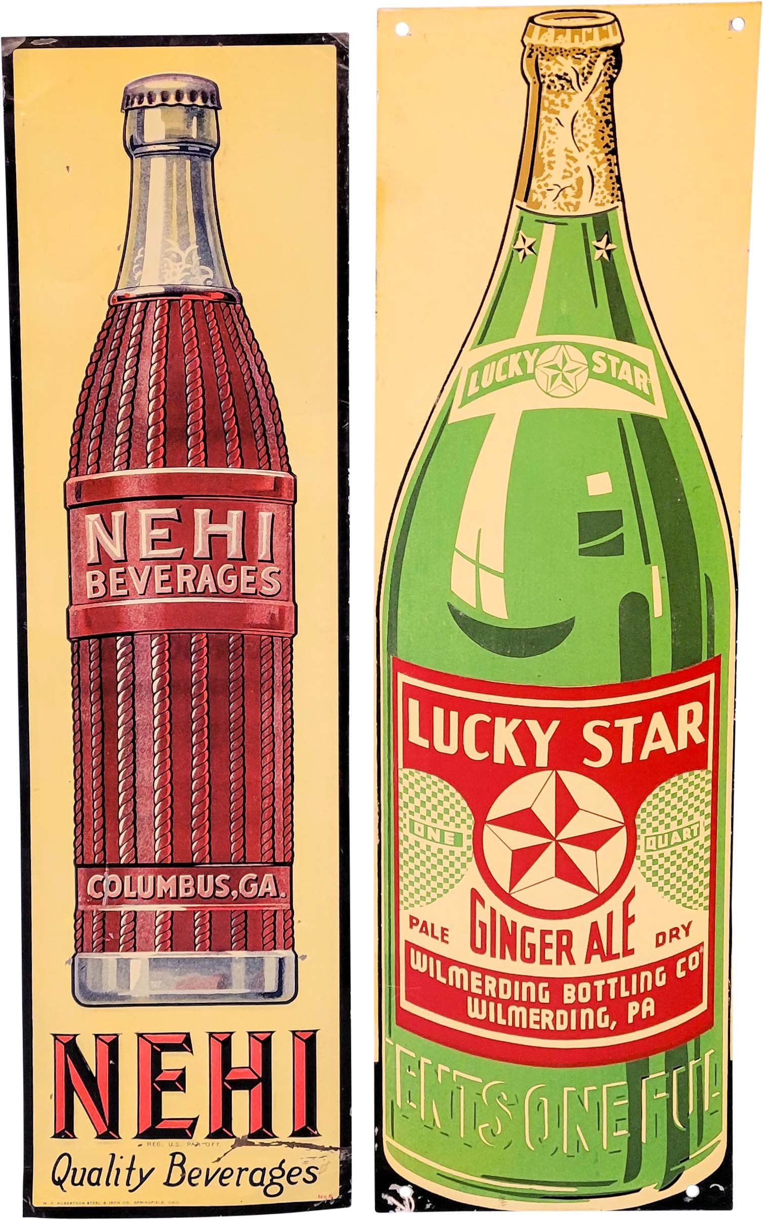 Nehi & Lucky Star Ginger Ale Tin Signs Auction