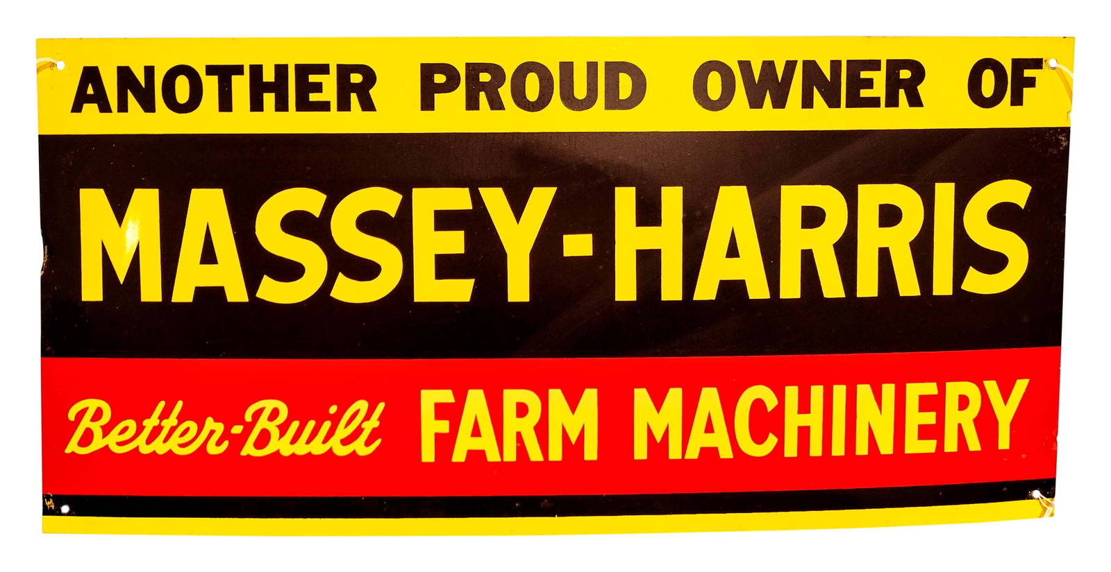 Massey Harris Farm Machinery Single Sided Tin Sign Auction