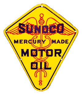 Sunoco Mercury Made Motor Oil Porcelain Advertising Sign Auction