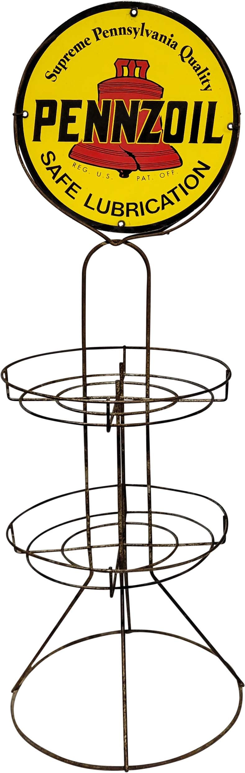 Pennzoil Safe Lubrication Oil Can Rack Stand Auction
