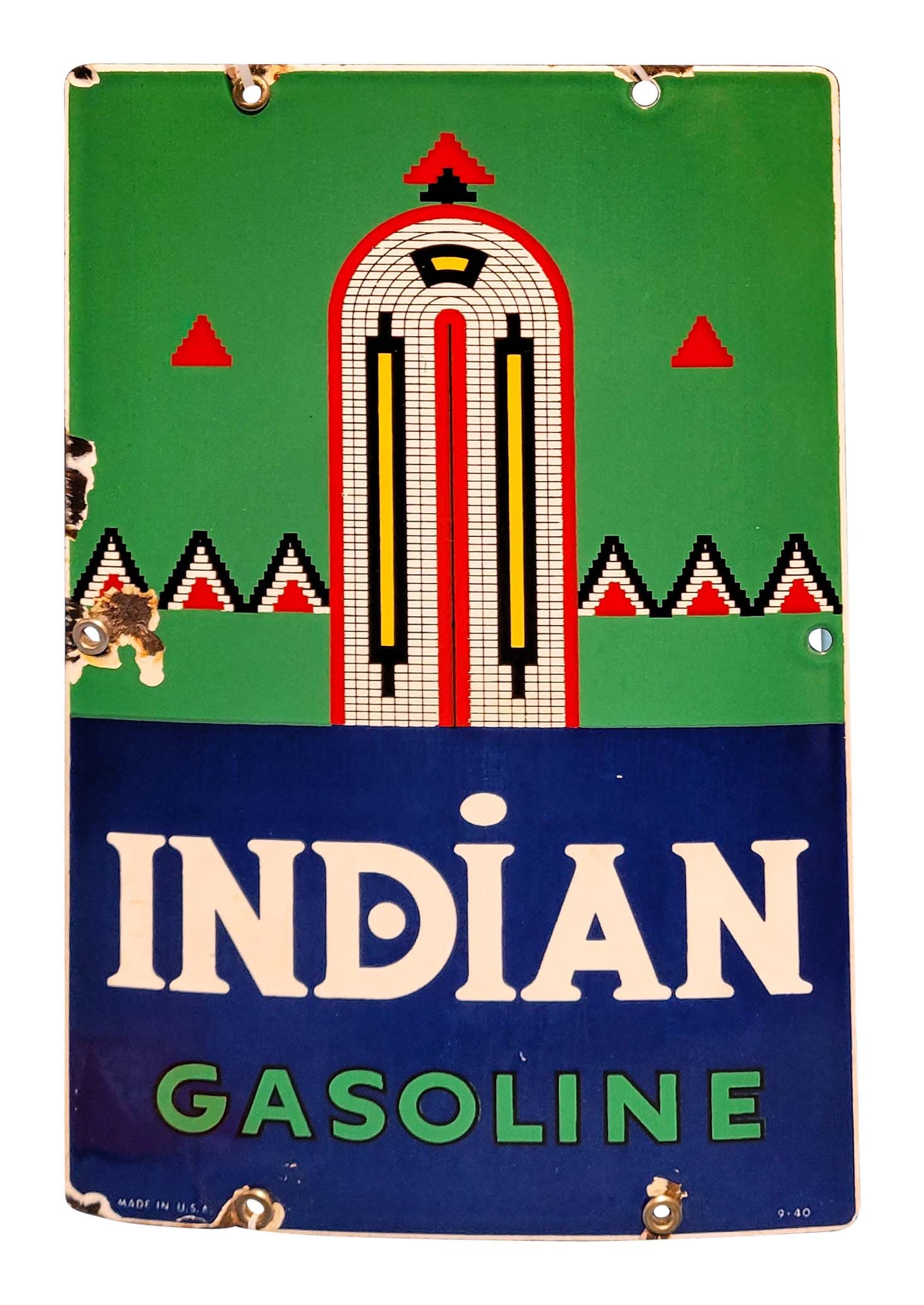 Indian Gasoline Ssp Gas Pump Plate Sign "small" Auction