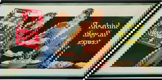 1942 Drink Coca-cola Wherever Thirst Goes Cardboard Sign Auction