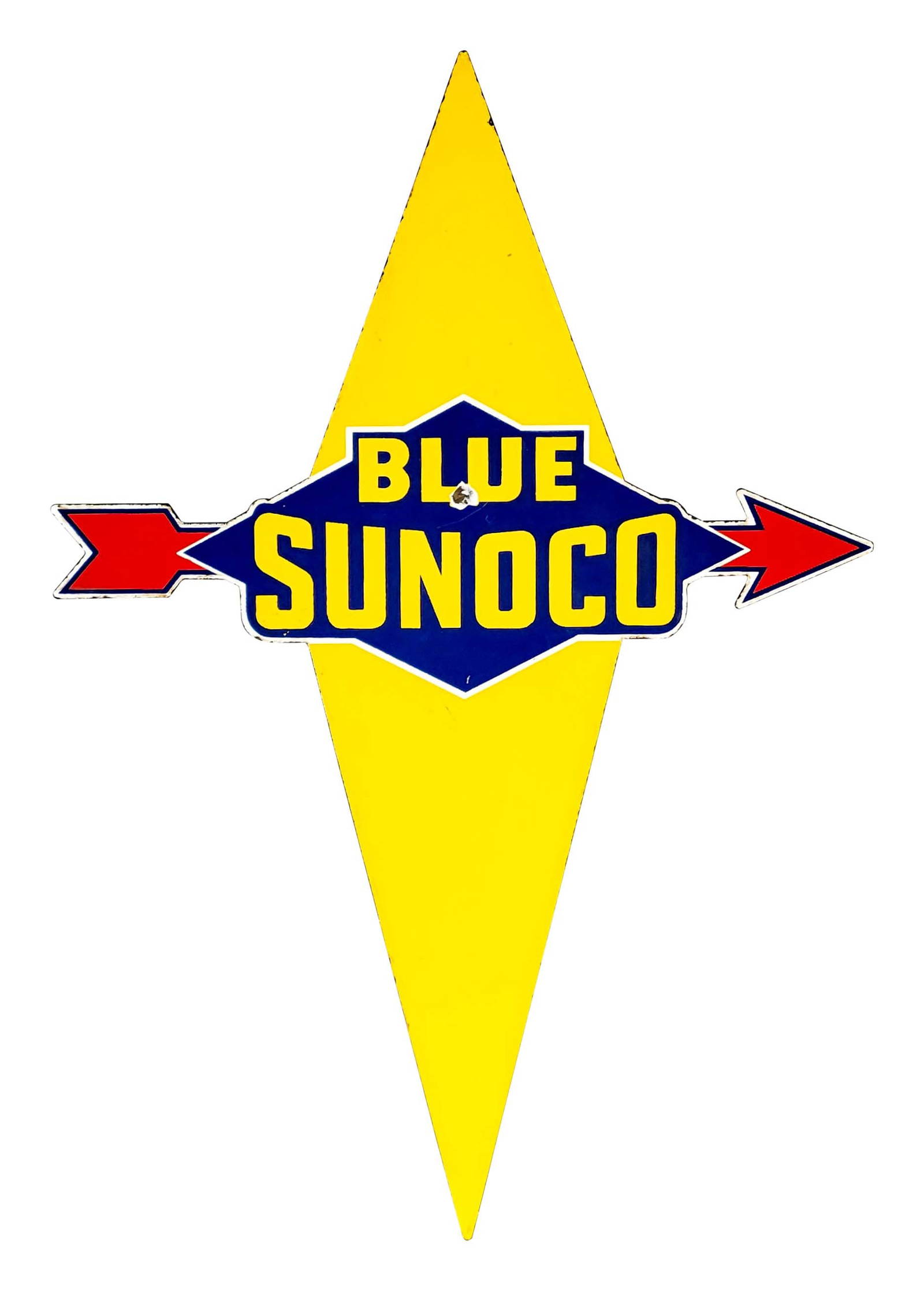 Blue Sunoco Die Cut Ssp Gas Pump Plate Sign Auction