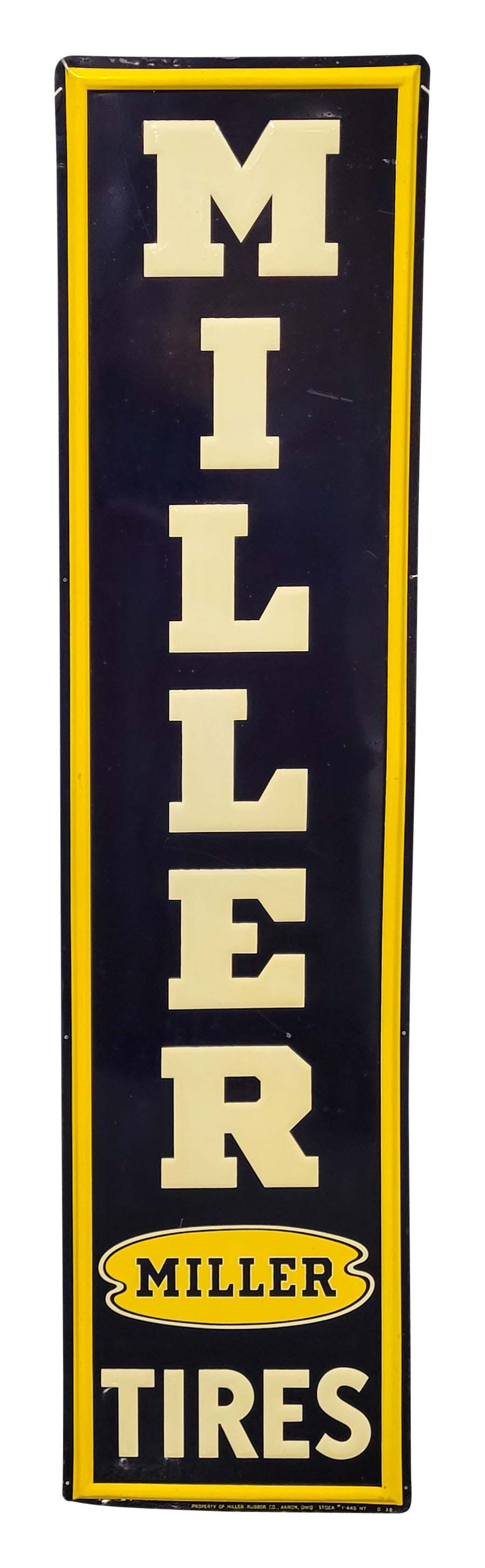 Miller Tires Single Sided Embossed Metal Sign Auction