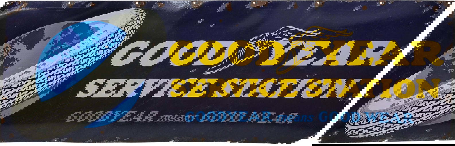 Goodyear Service Station Single Sided Porcelain Sign