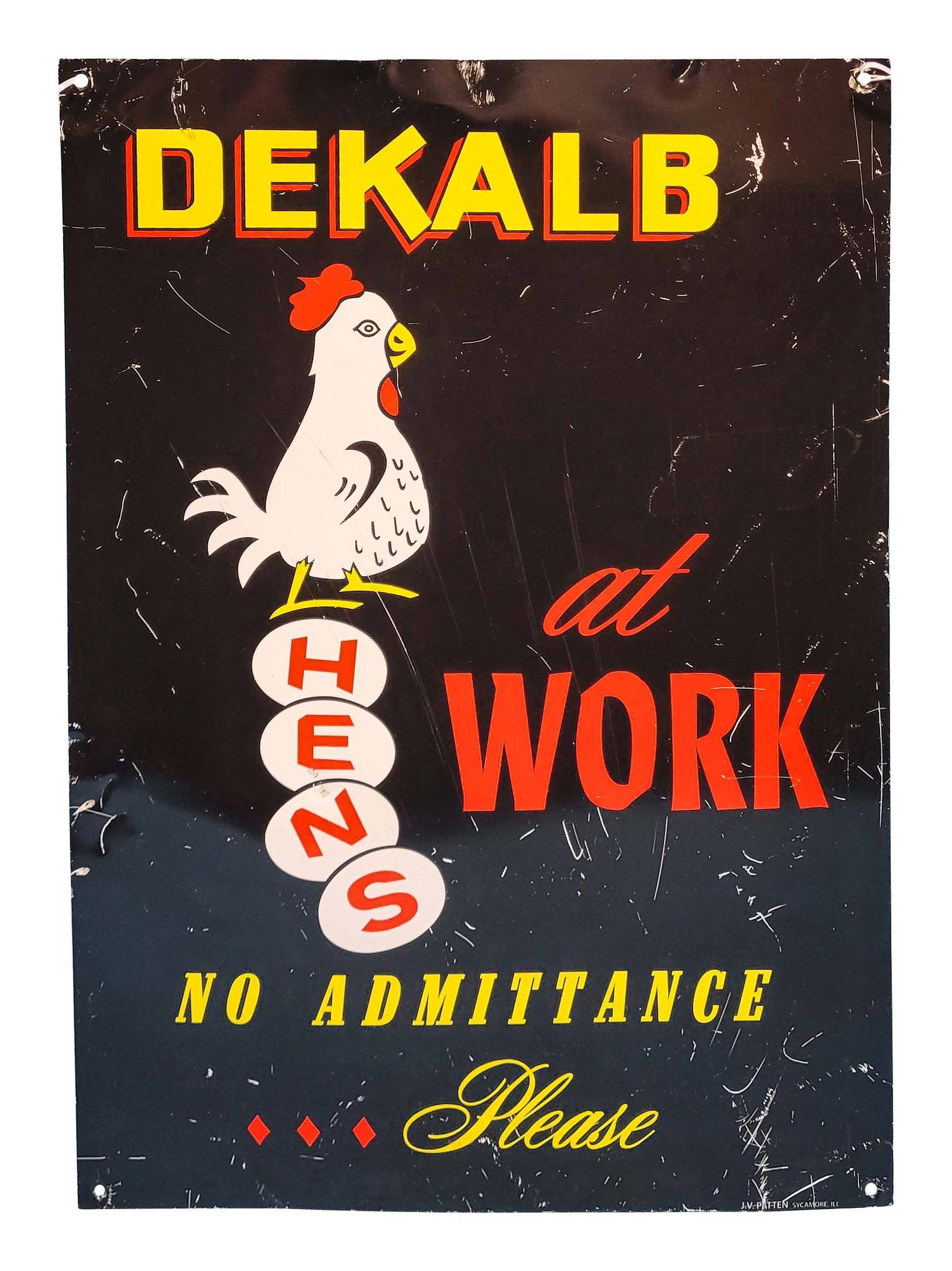 Dekalb Hens At Work Single Sided Metal Sign Auction
