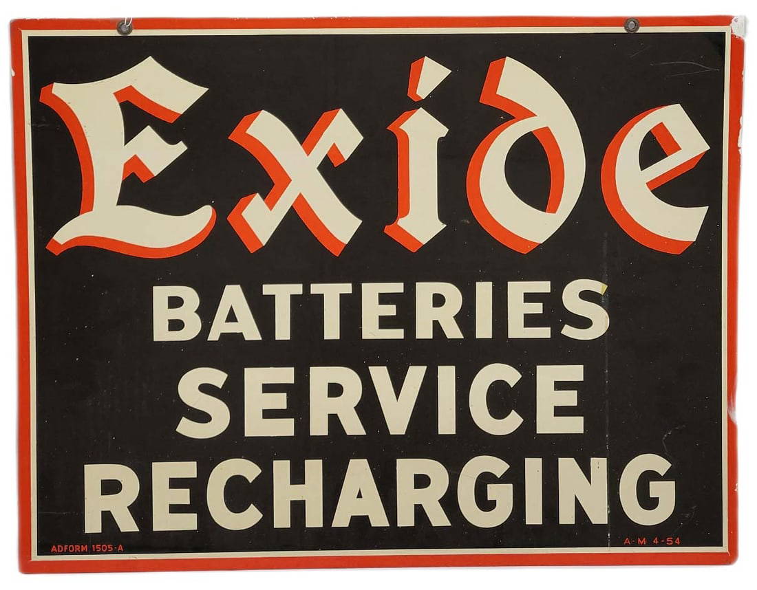 Exide Batteries Double Sided Metal Sign Auction