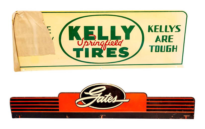 Nos Kelly Springfield Tires & Gates Belts Curb Signs W/ Stand ...