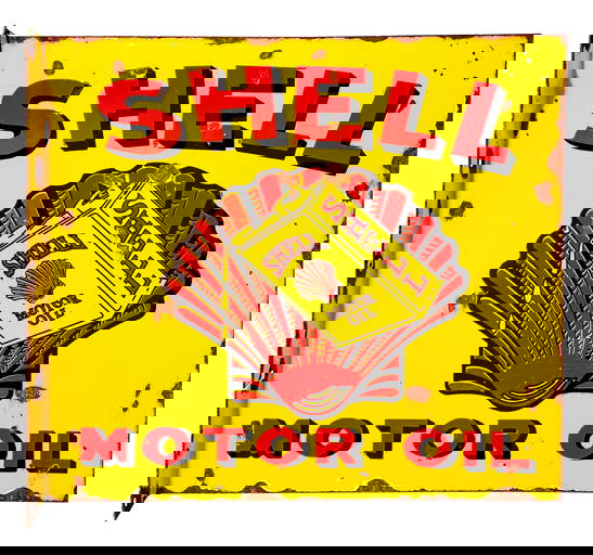 Shell Motor Oil Dsp Flange Sign W Logo Age Unknown